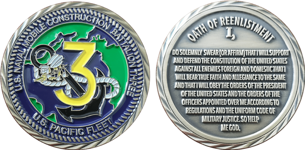 NMCB 3 Reenlistment Coin - 1.75" - | The Navy Mustang Store