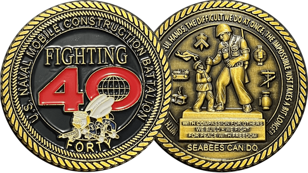 NMCB 40 CMD COIN – 2" Antique Gold ~ FIGHTING FORTY | The Navy Mustang ...